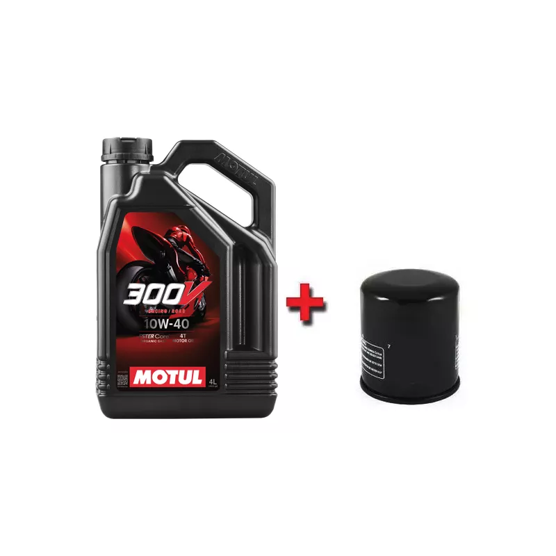 Pack vidange MOTUL - Huile 4T 300V 10W40 4L + filtre à huile - Tech2Roo