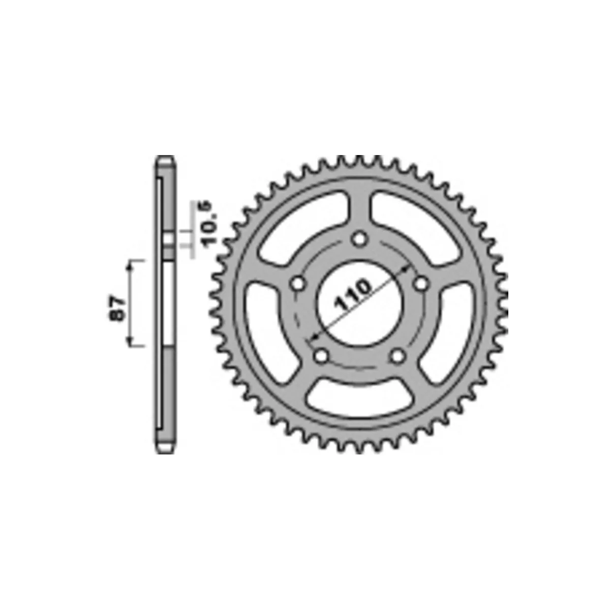 Couronne PBR acier standard 795 - 520 - 49 dents - Tech2Roo