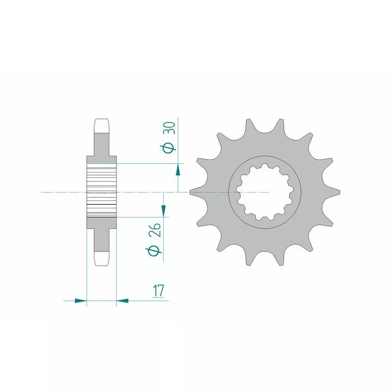 Pignon AFAM acier standard 20603 - 530 - 16 dents - Tech2Roo